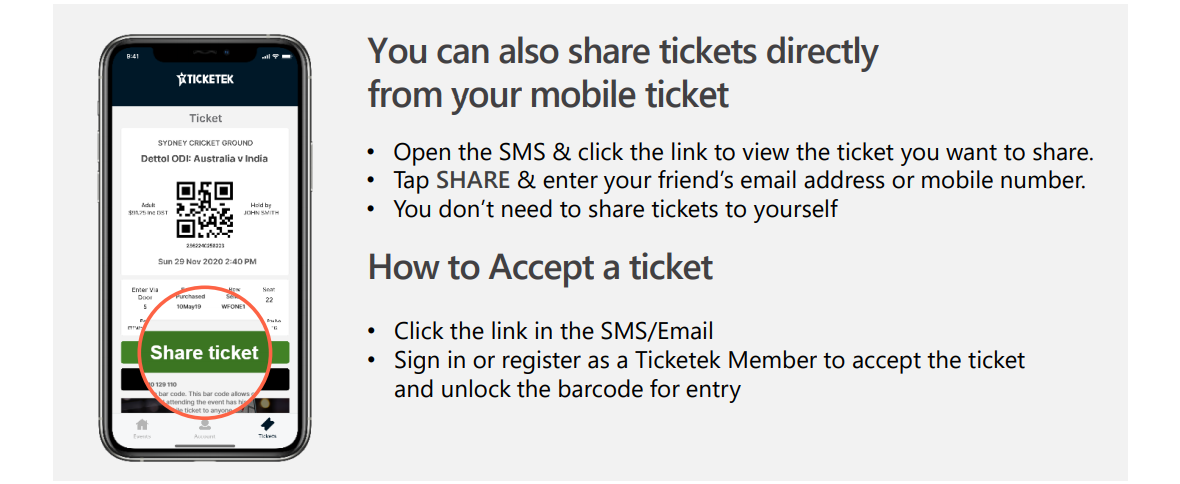 Mobile Ticket Sharing - Guide – Ticketek NZ